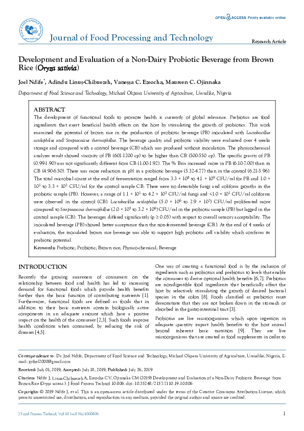 (PDF) Journal of Food Processing & Technology