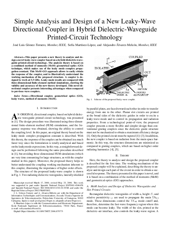 (PDF) Simple Analysis and Design of a New Leaky-Wave Directional Coupler in Hybrid Dielectric ...