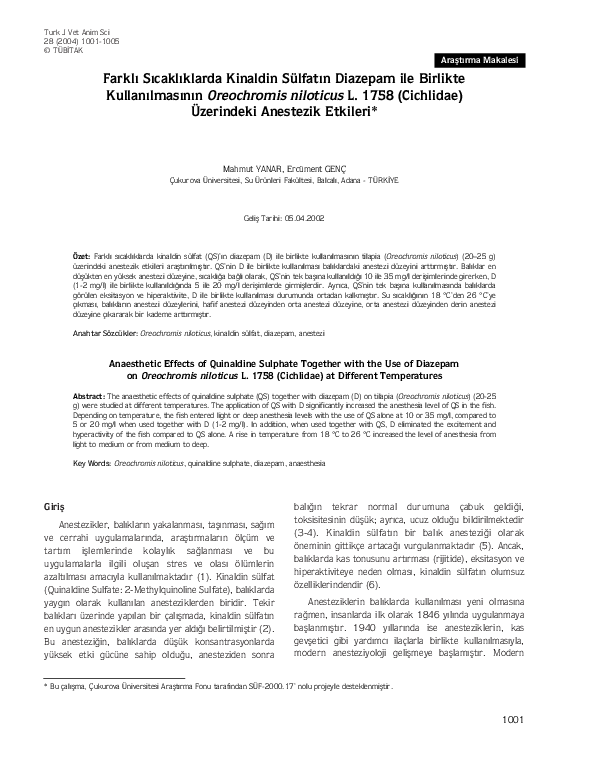 (PDF) Anaesthetic effects of quinaldine sulphate together with the use ...