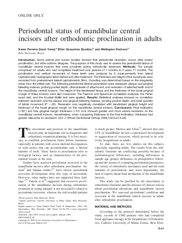 (PDF) Periodontal status of mandibular central incisors after ...