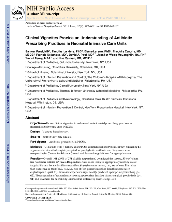 (PDF) Clinical Vignettes Provide an Understanding of Antibiotic ...