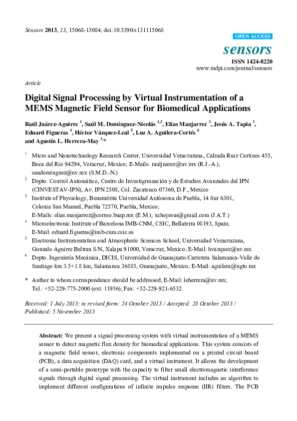 (PDF) Digital Signal Processing by Virtual Instrumentation of a MEMS ...