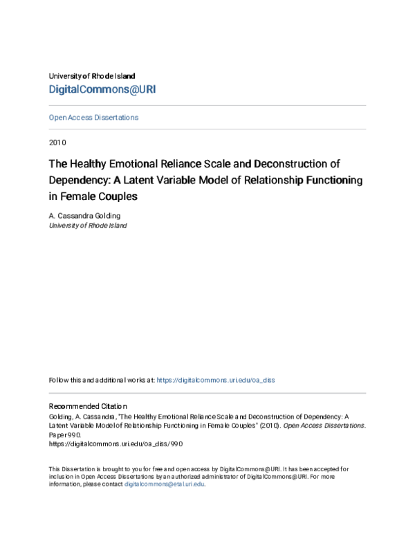 (PDF) The Healthy Emotional Reliance Scale and Deconstruction of ...