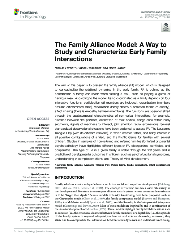 (PDF) The Family Alliance Model: A Way to Study and Characterize Early ...