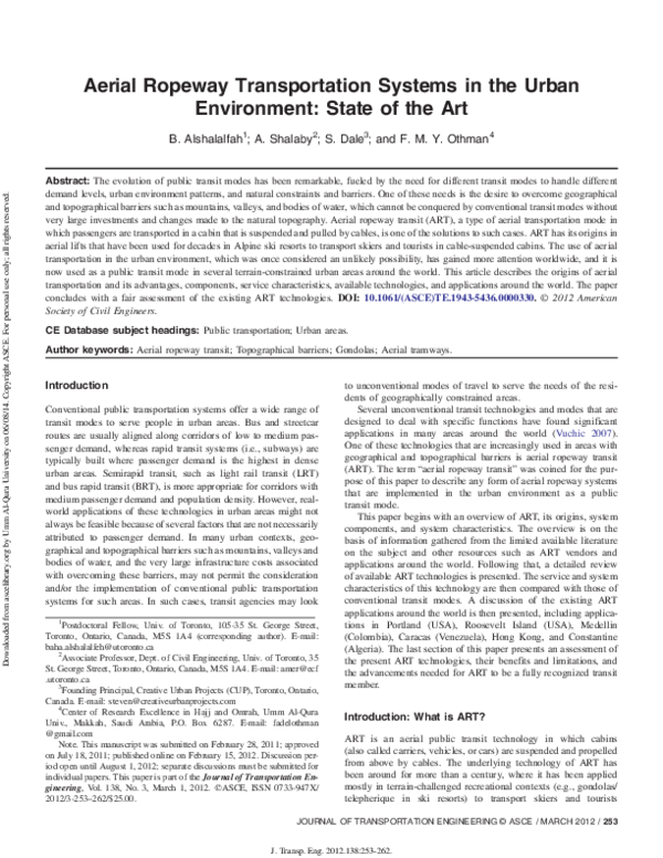 (PDF) Aerial Ropeway Transportation Systems in the Urban Environment ...