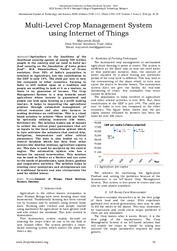 (PDF) Multi-Level Crop Management System using Internet of Things