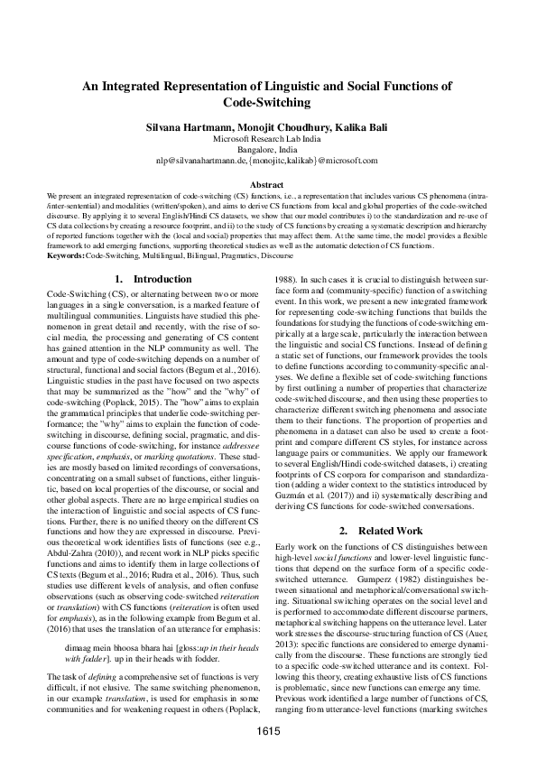 (PDF) An Integrated Representation of Linguistic and Social Functions ...