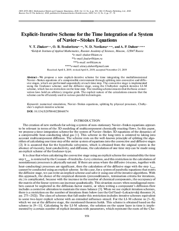 (PDF) Explicit-Iterative Scheme for the Time Integration of a System of ...