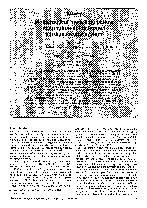 (PDF) Mathematical modelling of flow distribution in the human ...