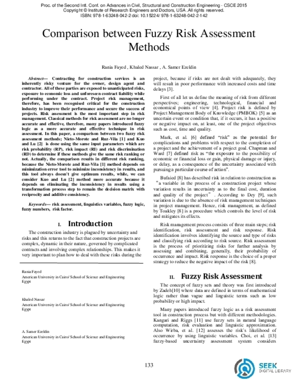 (PDF) Comparison between Fuzzy Risk Assessment Methods