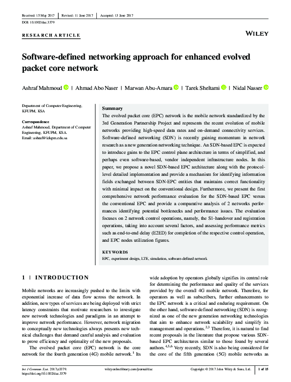 (PDF) Software-defined networking approach for enhanced evolved packet ...