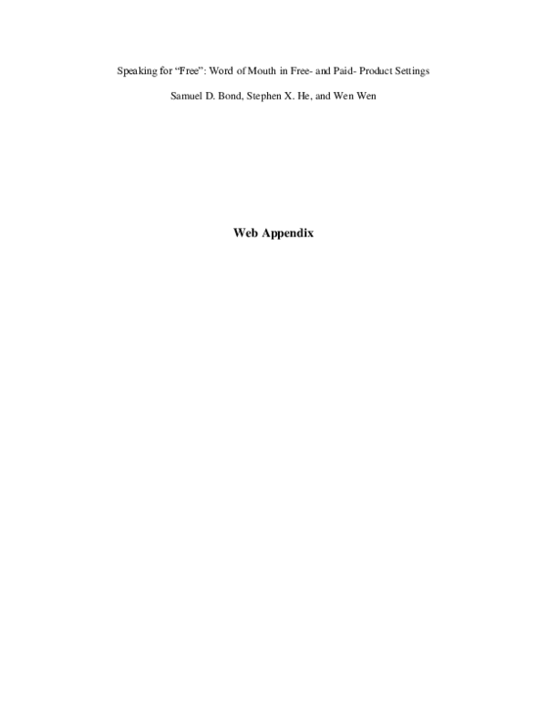 (PDF) Word of Mouth in Free vs Paid Product Contexts