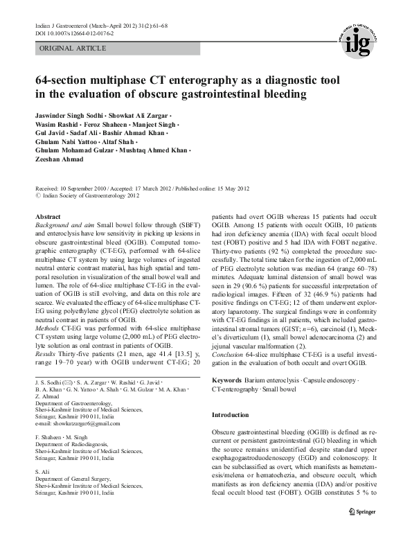 (PDF) 64-section multiphase CT enterography as a diagnostic tool in the ...