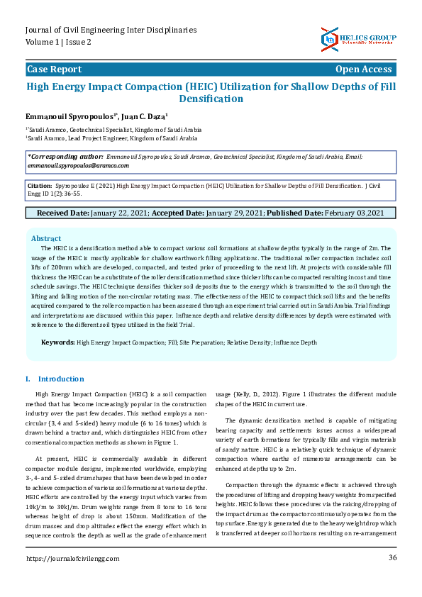 (PDF) High Energy Impact Compaction (HEIC) Utilization for Shallow ...