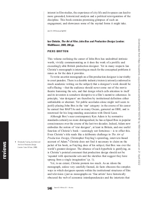 (PDF) The Art of Film: John Box and Production Design
