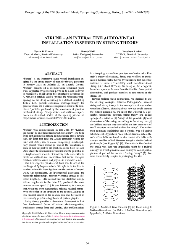 (PDF) Strune - An interactive audio-visual installation inspired by ...