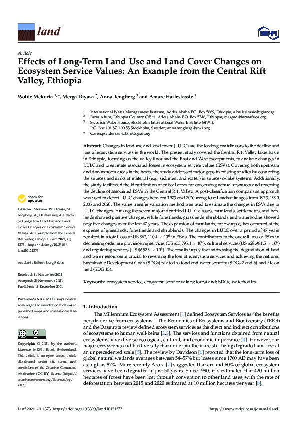 (PDF) Effects of Long-Term Land Use and Land Cover Changes on Ecosystem ...