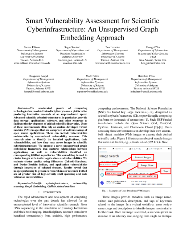 (PDF) Smart Vulnerability Assessment for Scientific Cyberinfrastructure: An Unsupervised Graph ...