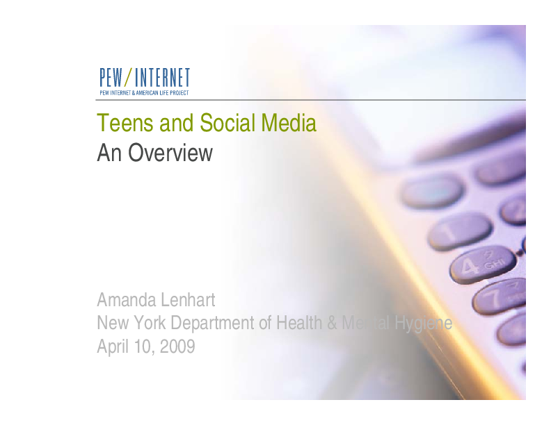 (PDF) Teens and social media: an overview