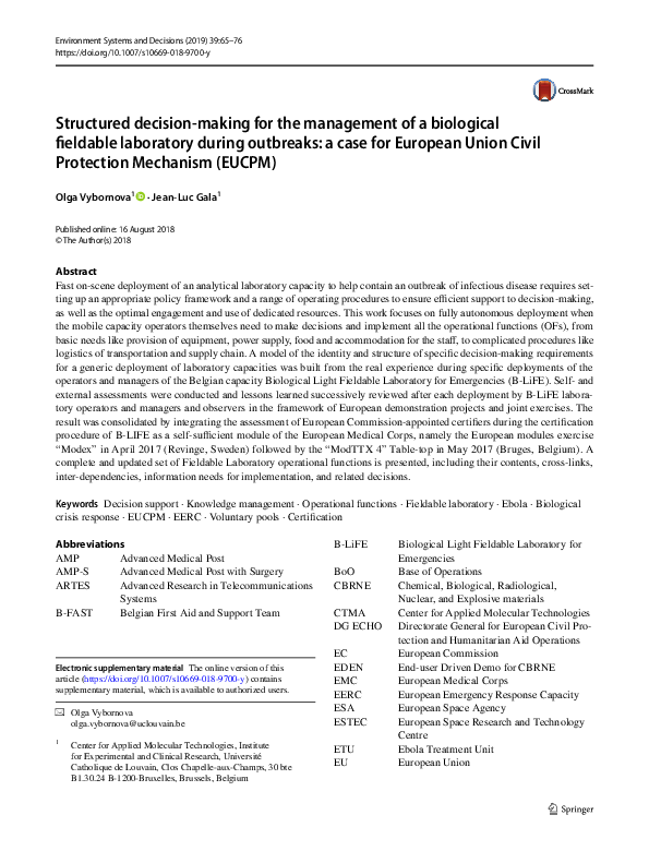 (PDF) Structured decision-making for the management of a biological ...