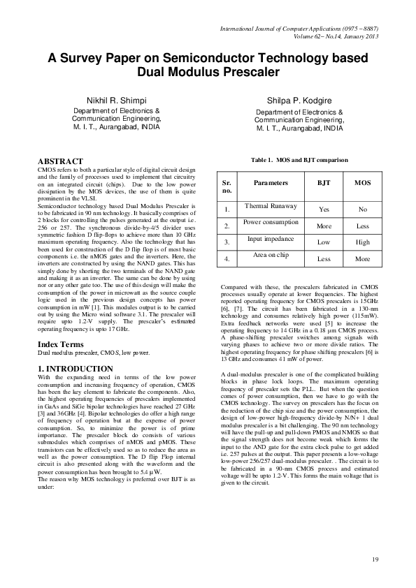 (PDF) Dual Modulus Prescaler