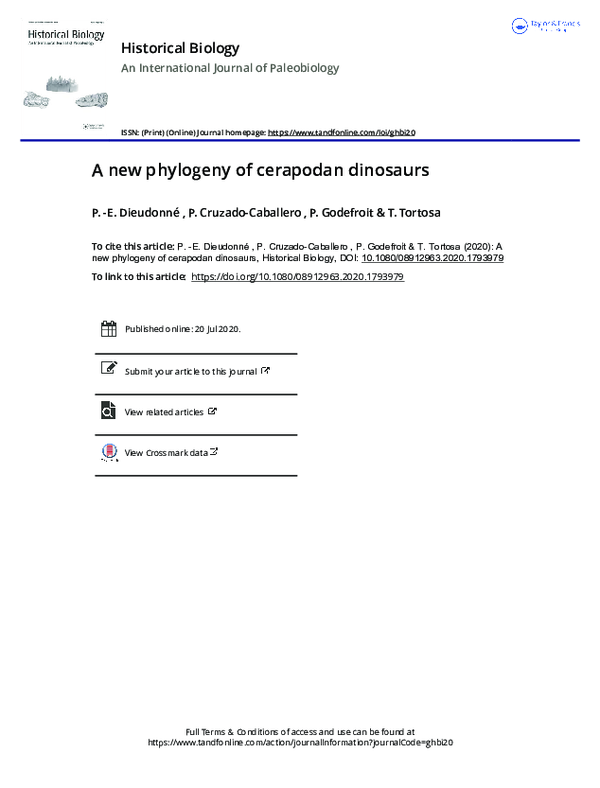 (PDF) A new phylogeny of cerapodan dinosaurs