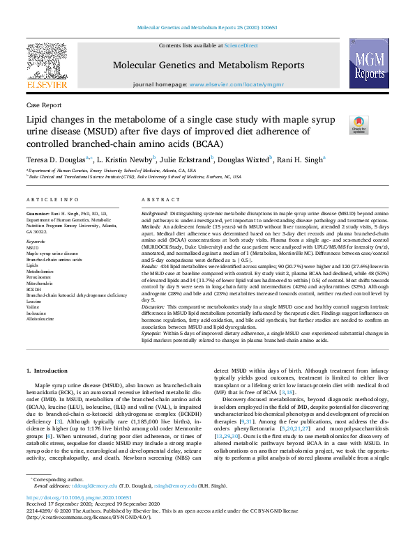 (PDF) Lipid changes in the metabolome of a single case study with maple ...