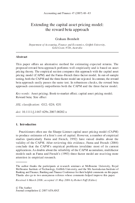 (PDF) Extending the capital asset pricing model: the reward beta approach