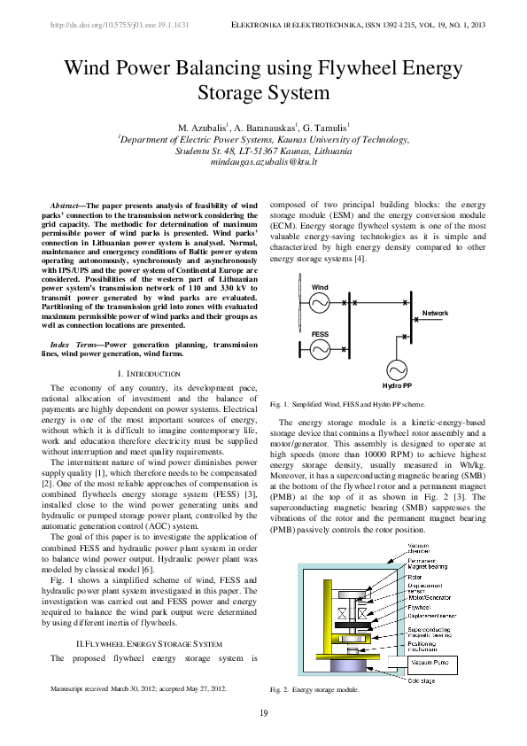 (PDF) Wind Power Balancing using Flywheel Energy Storage System