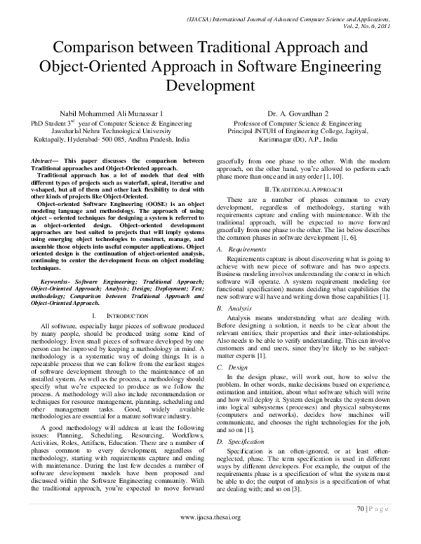 Pdf Comparison Between Traditional Approach And Object Oriented