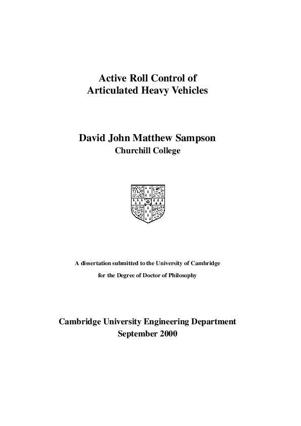 (PDF) Active Roll Control of Articulated Heavy Vehicles