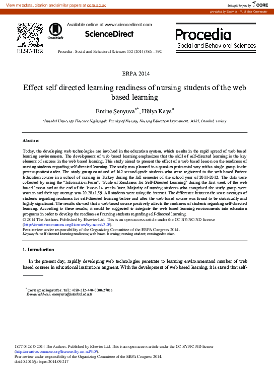 (PDF) Effect Self Directed Learning Readiness of Nursing Students of ...