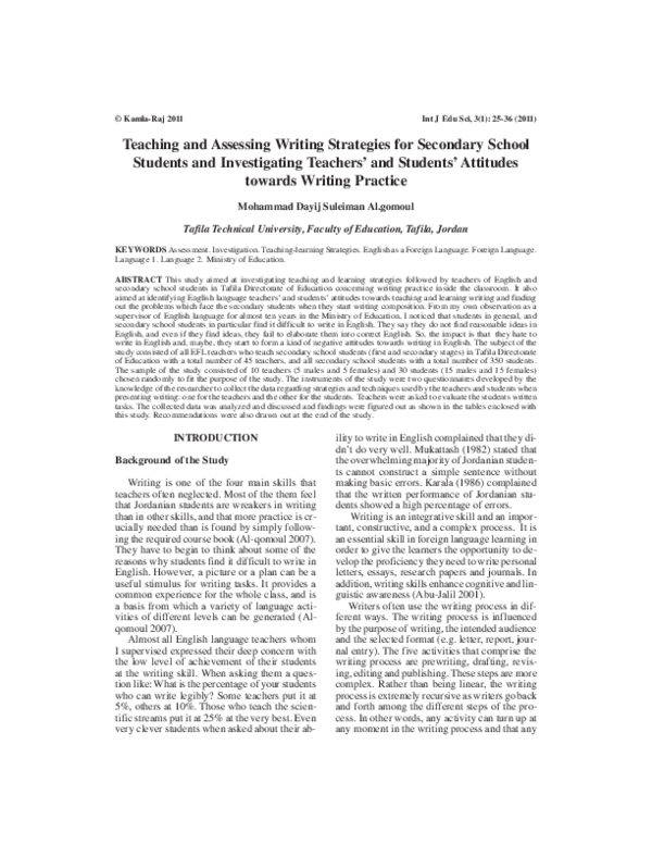 (PDF) Teaching and Assessing Writing Strategies for Secondary School ...