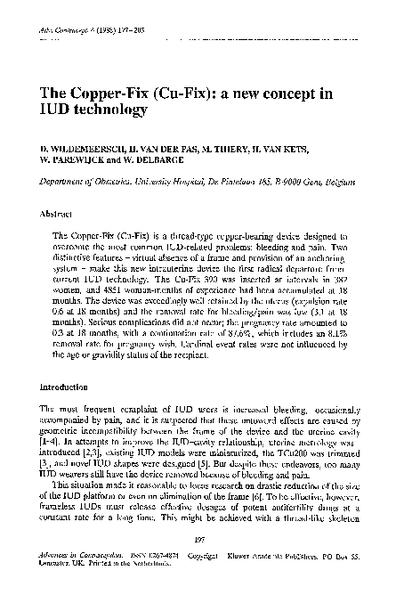 (PDF) The Copper-Fix (Cu-Fix): a new concept in IUD technology