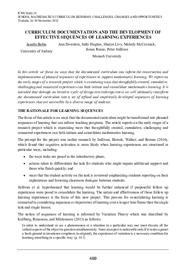 (PDF) Curriculum documentation and the development of effective ...