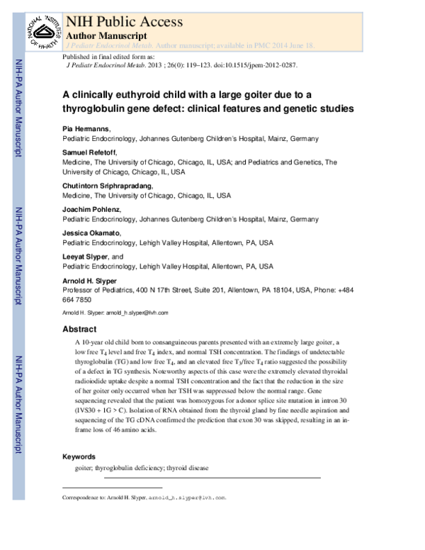 (PDF) A clinically euthyroid child with a large goiter due to a ...