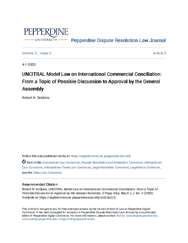 (PDF) Uncitral Model Law on International Commercial Arbitration