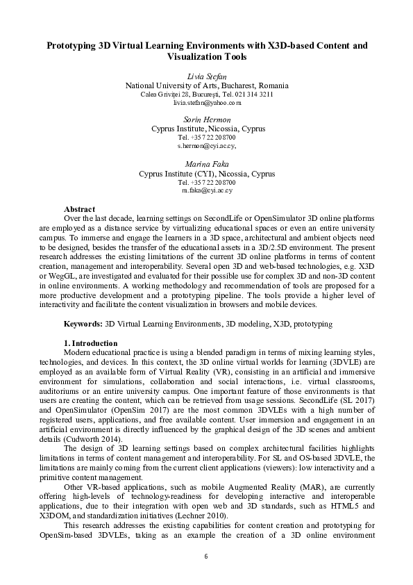 (PDF) Prototyping 3D Virtual Learning Environments with X3D-based Content and Visualization ...