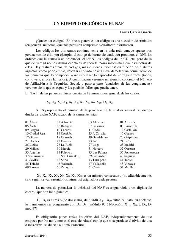 (PDF) Un ejemplo de código: El NAF