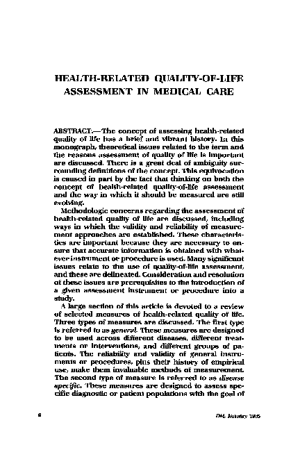 (PDF) Health-related quality-of-life assessment in medical care