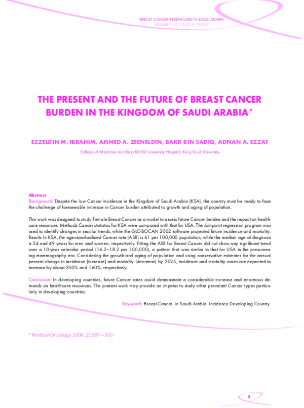 (PDF) The present and the future of breast cancer burden in the Kingdom ...