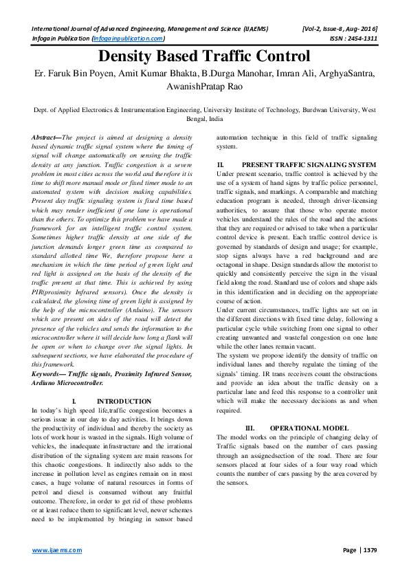 (PDF) Density Based Traffic Control