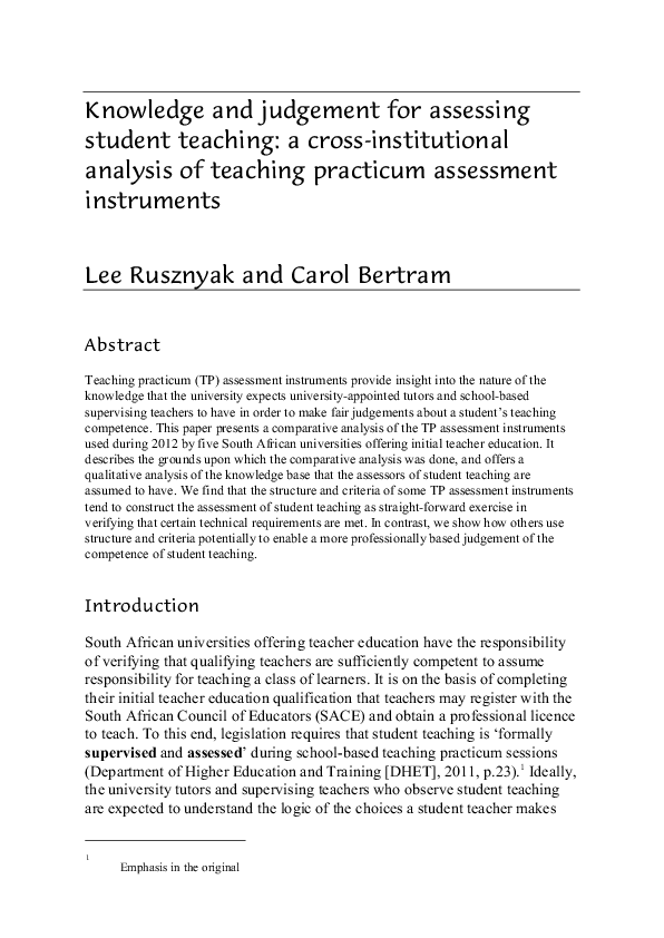 (PDF) Emphasis in the original Knowledge and judgement for assessing ...