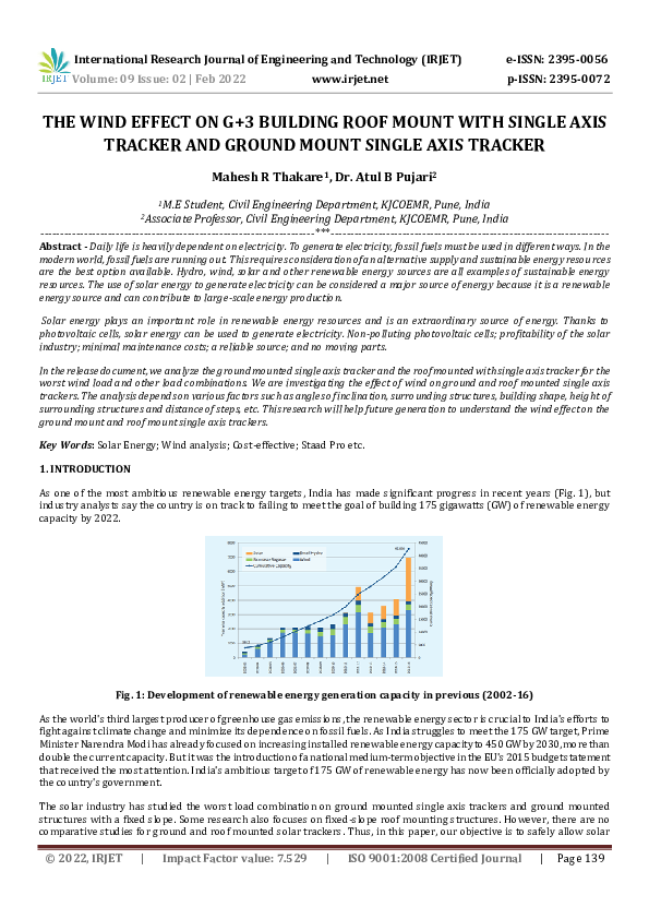 (PDF) THE WIND EFFECT ON G+3 BUILDING ROOF MOUNT WITH SINGLE AXIS ...