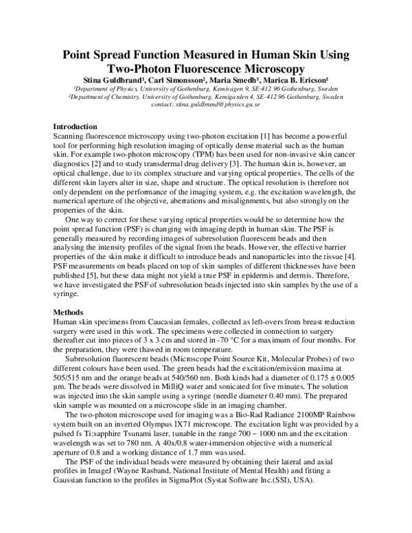 (PDF) Point spread function measured in human skin using two-photon ...