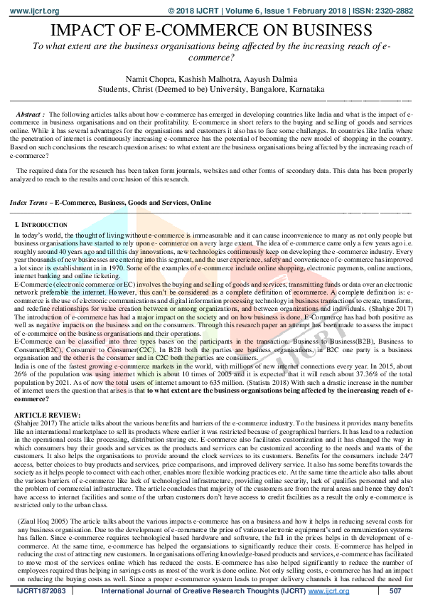 (PDF) Impact of E-Commerce on Business