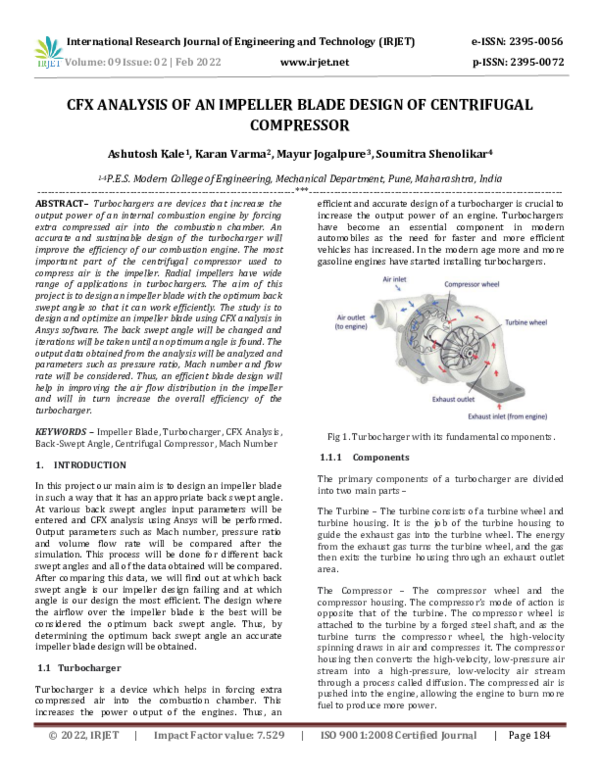 (PDF) CFX ANALYSIS OF AN IMPELLER BLADE DESIGN OF CENTRIFUGAL COMPRESSOR