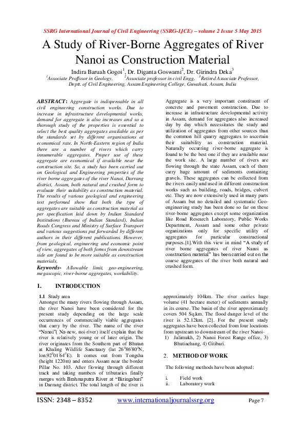 (PDF) A Study of River-Borne Aggregates of River Nanoi as Construction ...