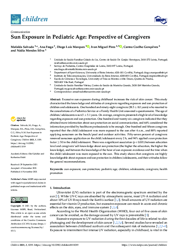 (PDF) Sun Exposure in Pediatric Age: Perspective of Caregivers