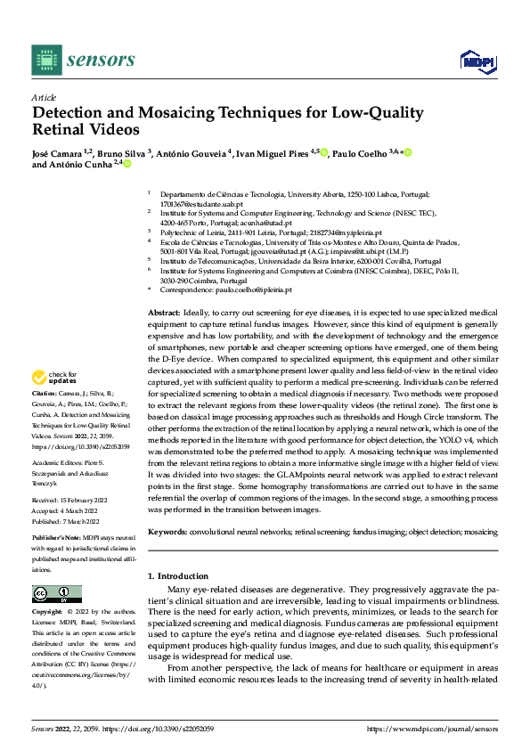 (PDF) Detection and Mosaicing Techniques for Low-Quality Retinal Videos
